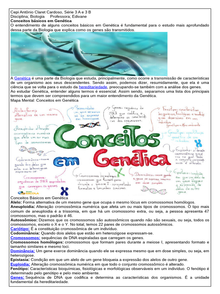 Conceitos Fundamentais de Genética | PDF | Alelo | Dominância (genética)