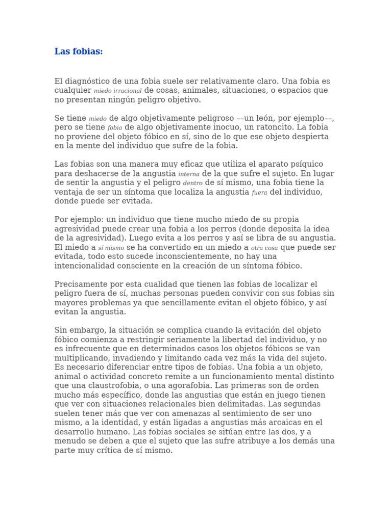 Fobias | PDF | Fobia | Las emociones