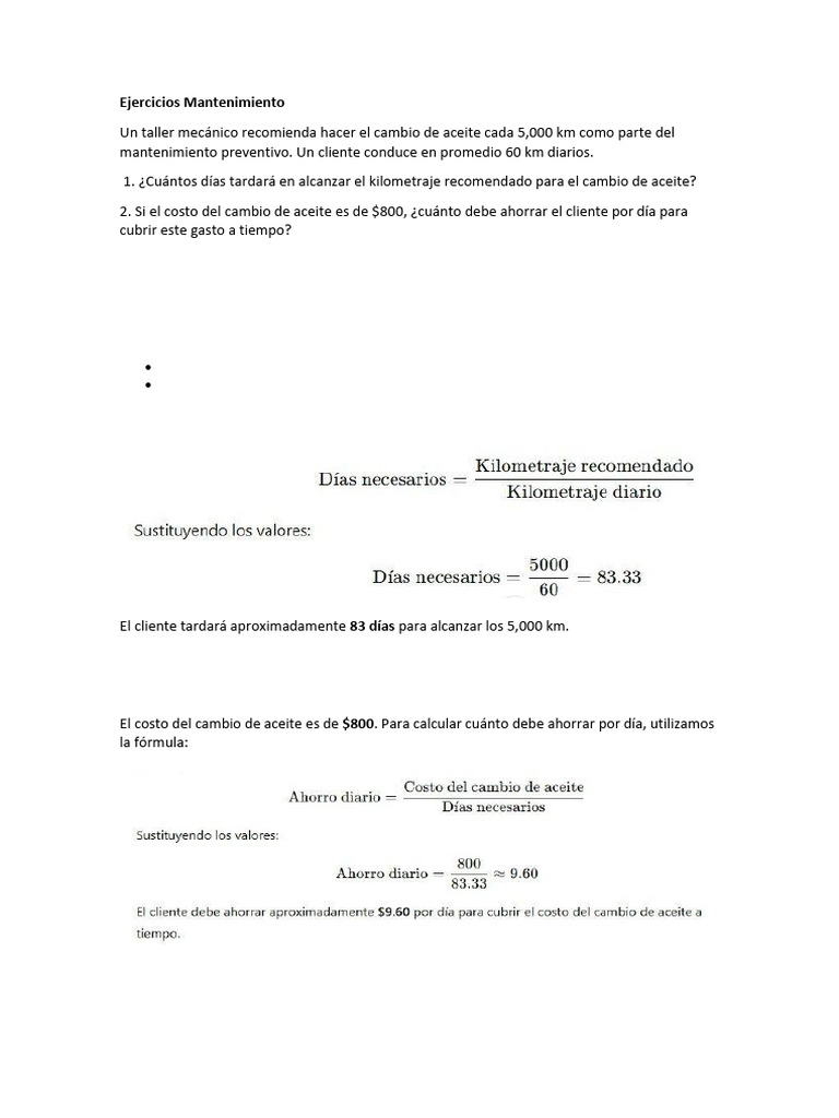 Ejercicios Mantenimiento G2 | PDF