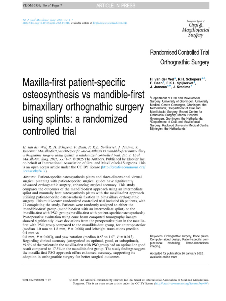 Pi Is 0901502725000141 | PDF | Oral And Maxillofacial Surgery ...