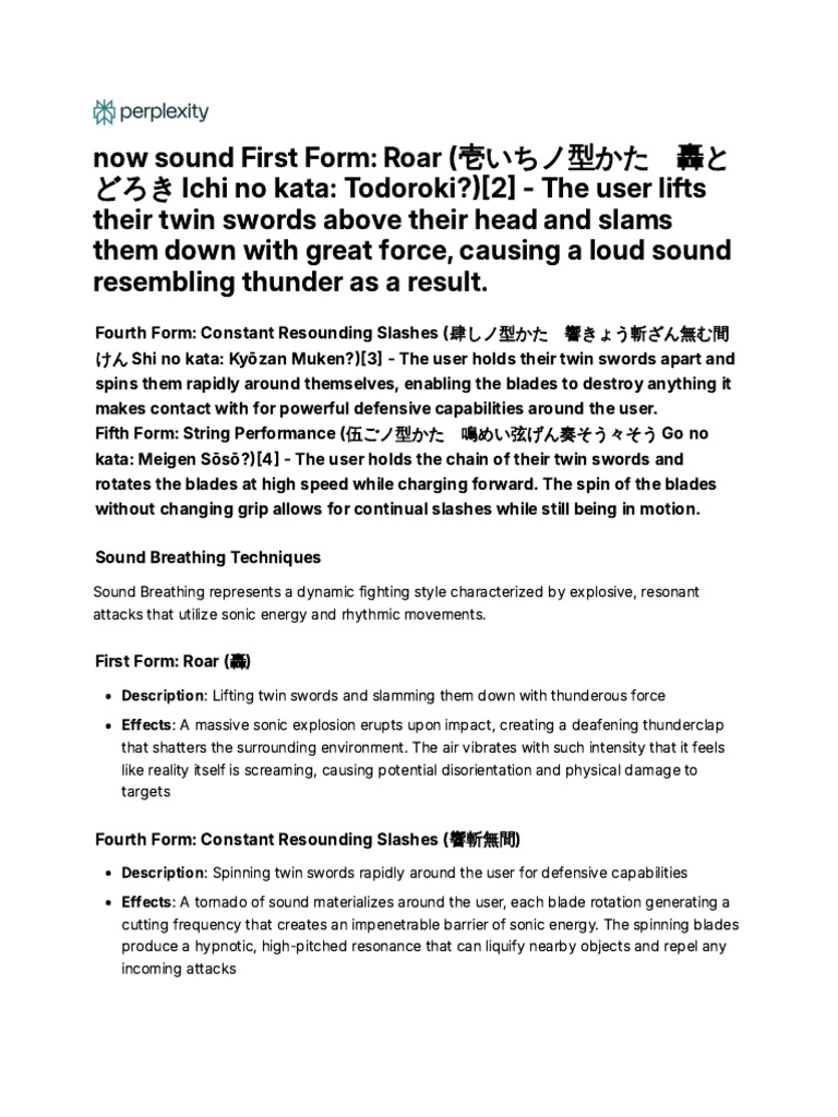 Sound Breathing Techniques Overview | PDF