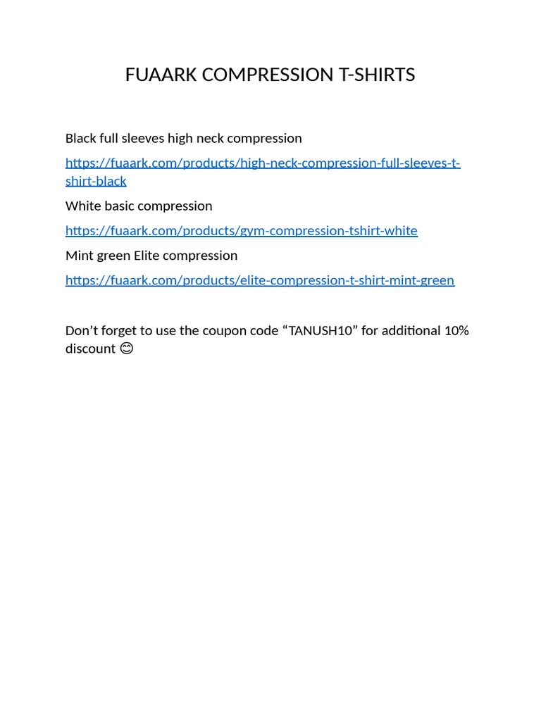 FUAARK Compression T-Shirts & Discounts | PDF