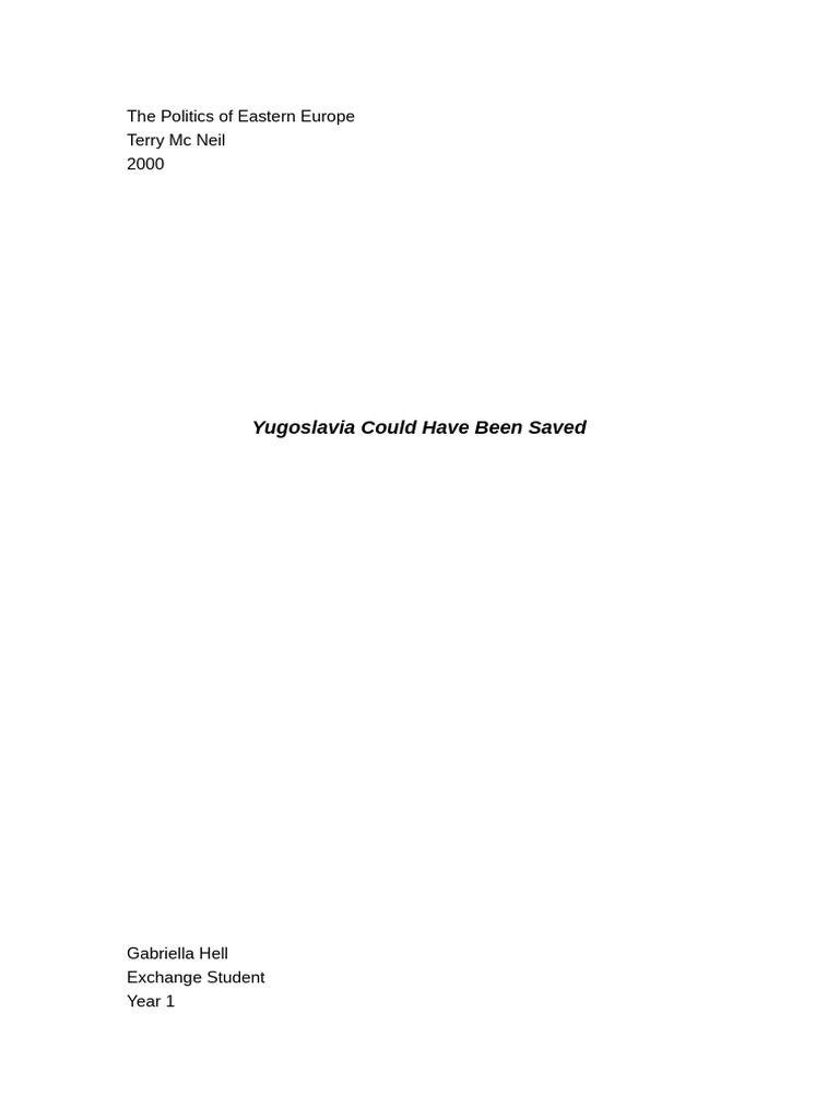 The Breakup of Yugoslavia | PDF | Socialist Federal Republic Of ...