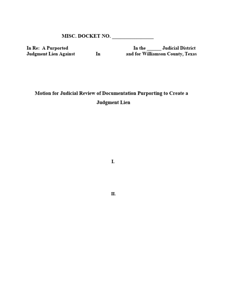 Motion For Judicial Review of Judgment Lien PDF | PDF | Affidavit ...