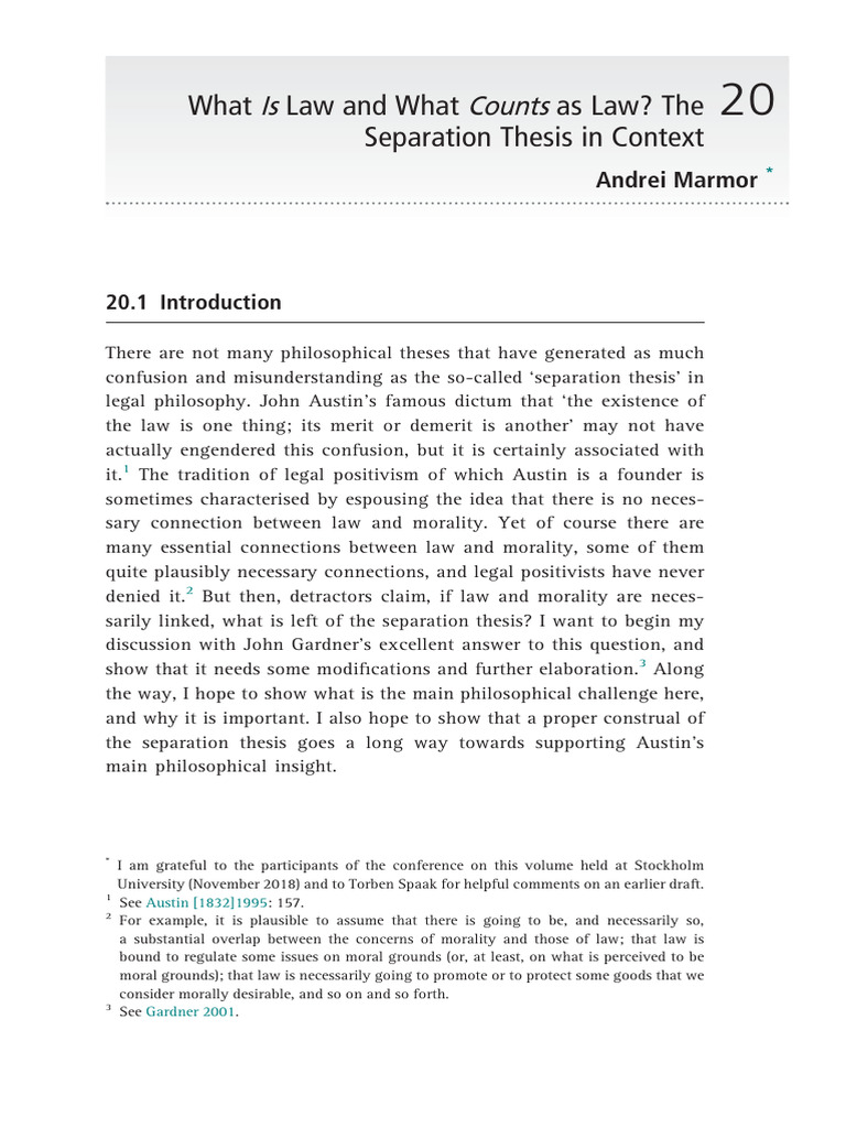 Understanding the Separation Thesis in Law | PDF | Reductionism | Reason