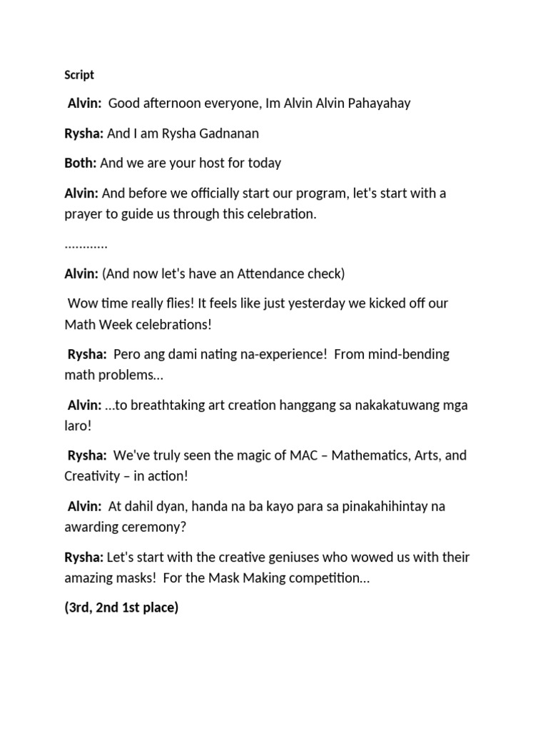 Script - Alvin& Rysha | PDF