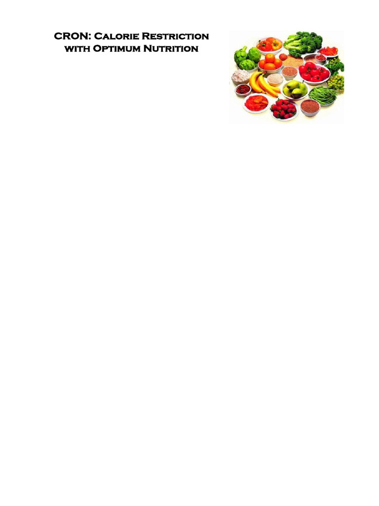 Calorie Restriction With Optimum Nutrition | PDF | Dieting | Nutrients
