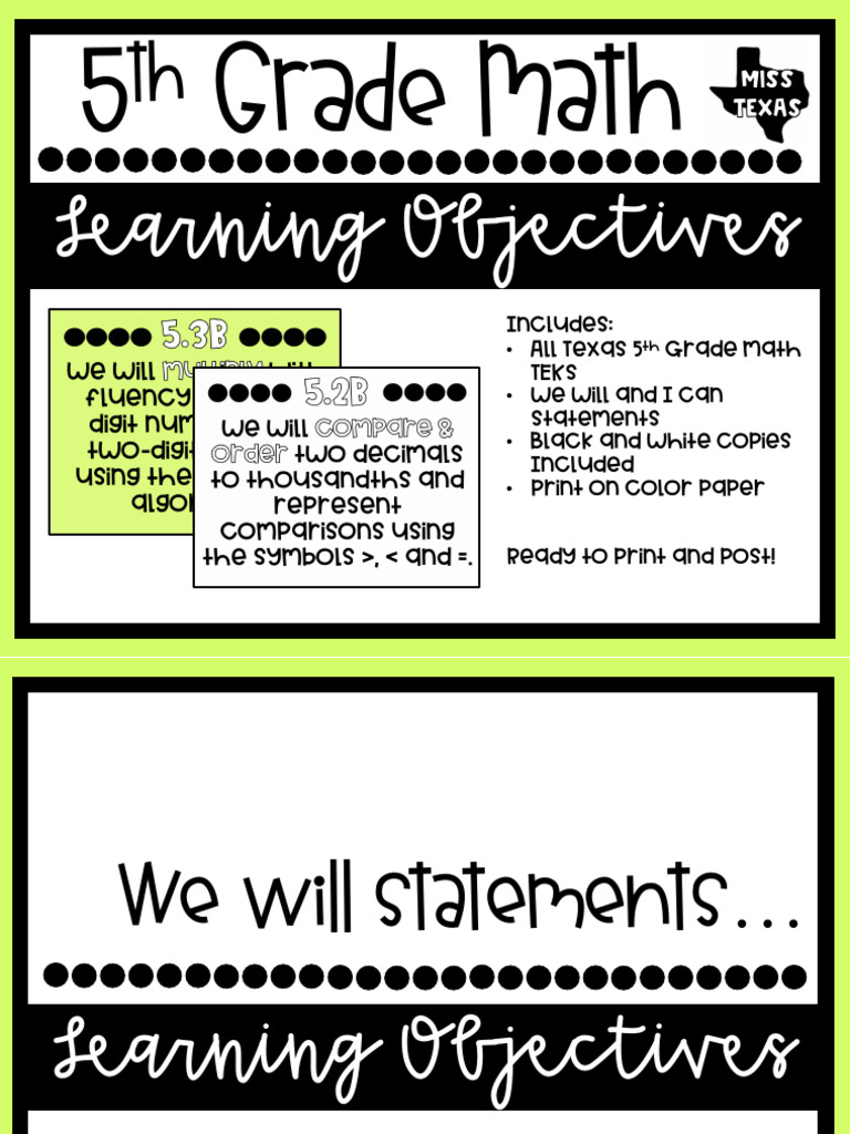 (We Will BW) Math Learning Objectives | PDF | Mathematics | Arithmetic
