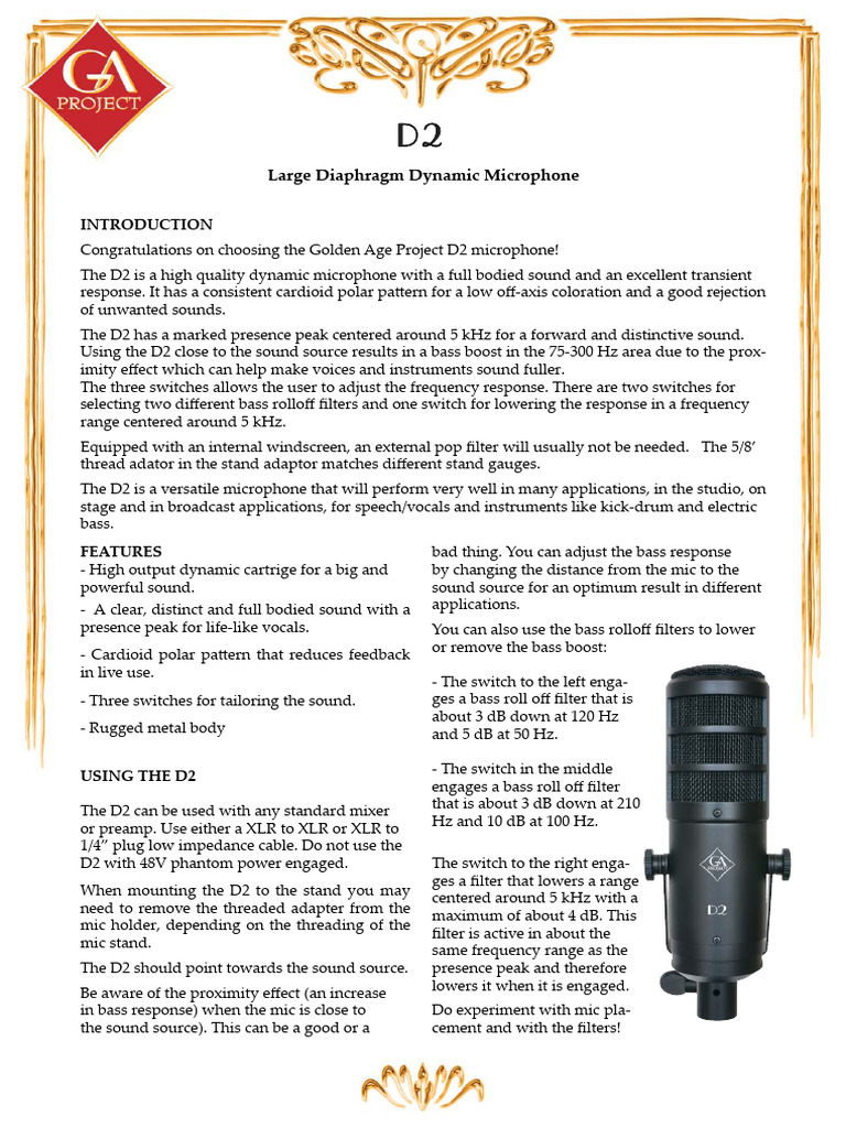 Manual d2 | PDF | Microphone | Audio Engineering