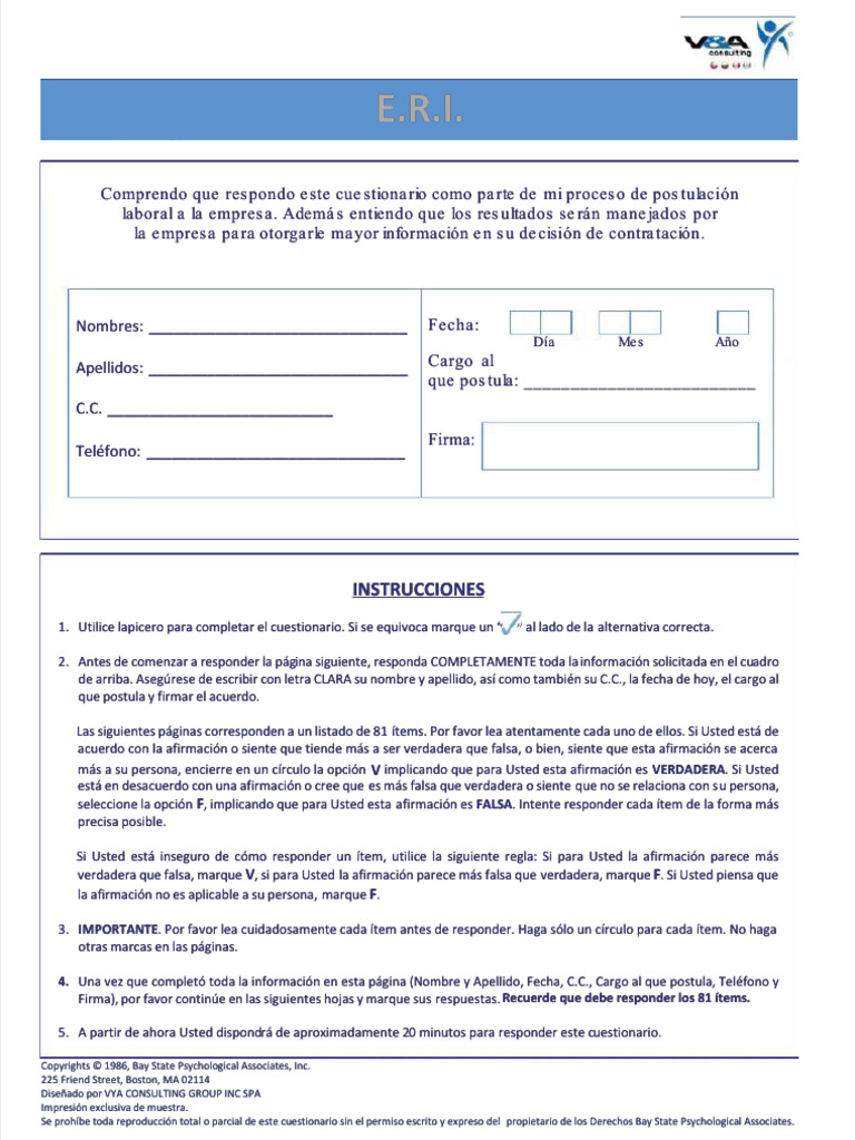 CUESTIONARIO DE ERI | PDF