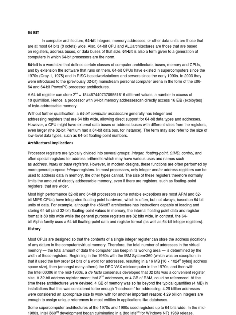 64 Bit | PDF | 64 Bit Computing | Operating System