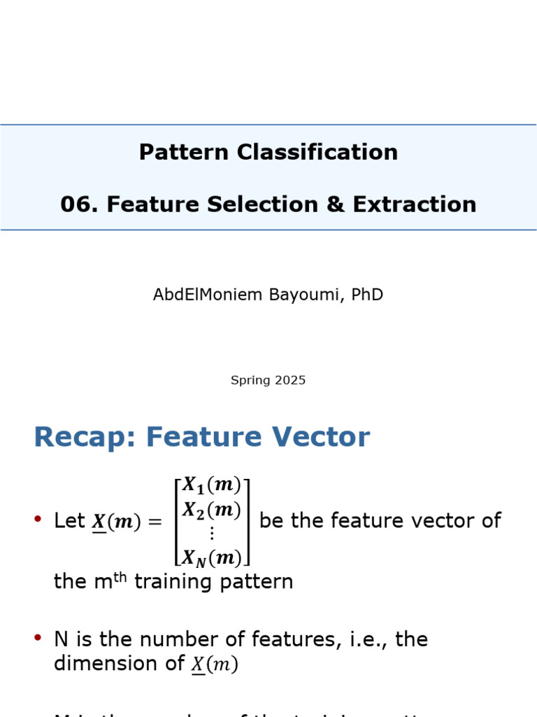 L06 Feature Selection and Extraction | PDF | Eigenvalues And Eigenvectors | Principal Component ...