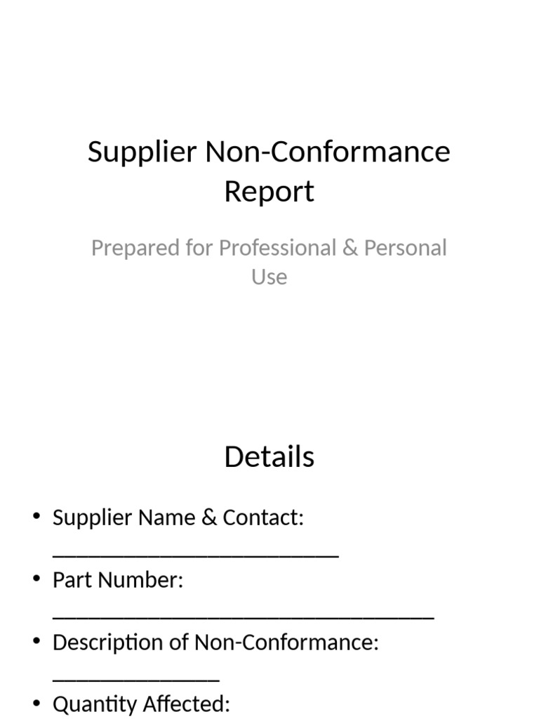 Supplier Non-Conformance Report | PDF