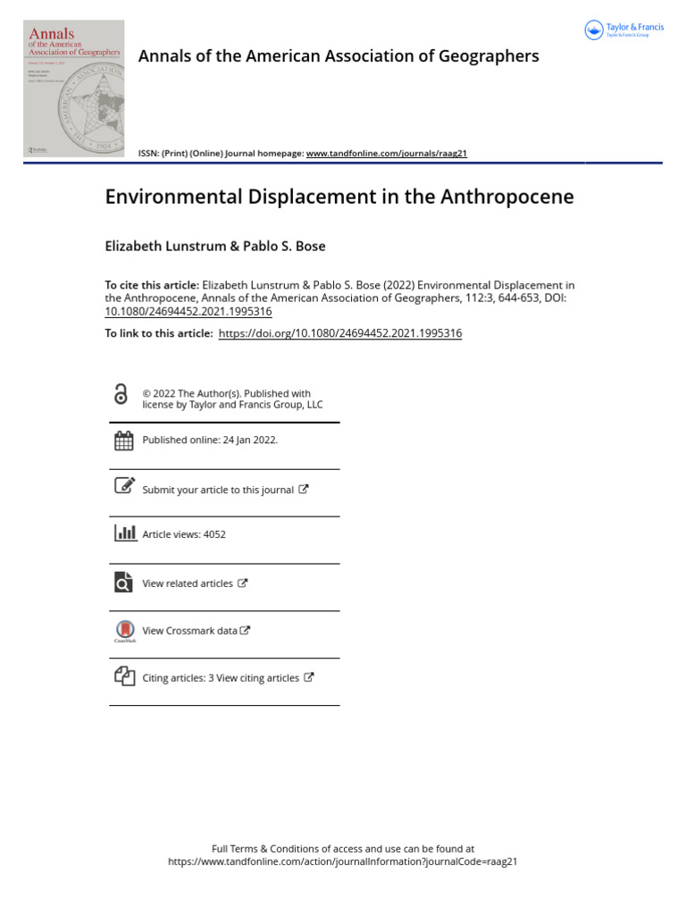 Environmental Displacement in The Anthropocene - 240705 - 154244 | PDF | Anthropocene | Biodiversity