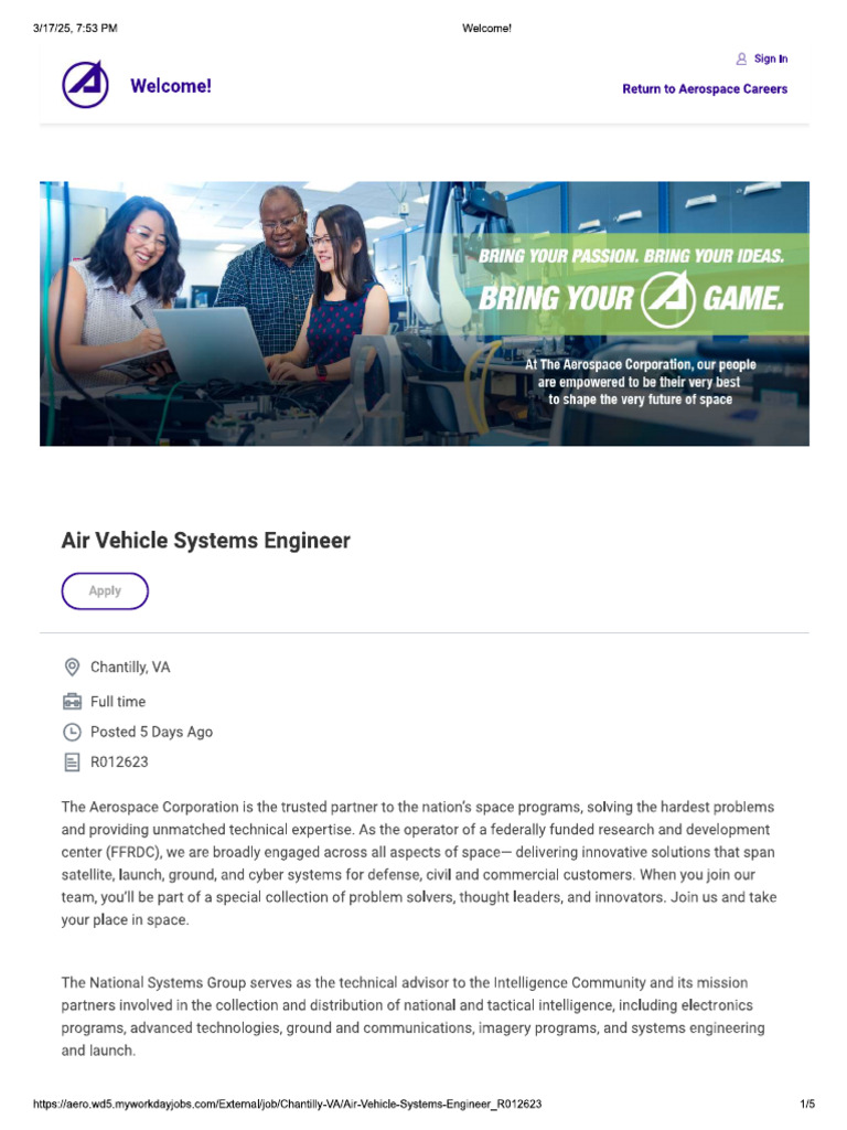Air Vehicle Systems Engineer | PDF