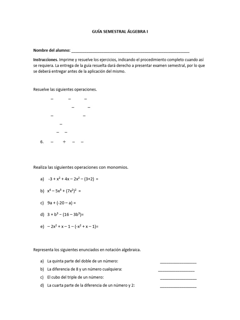 Guía Semestral de Álgebra I | PDF | Matemáticas Aplicadas | Objetos ...