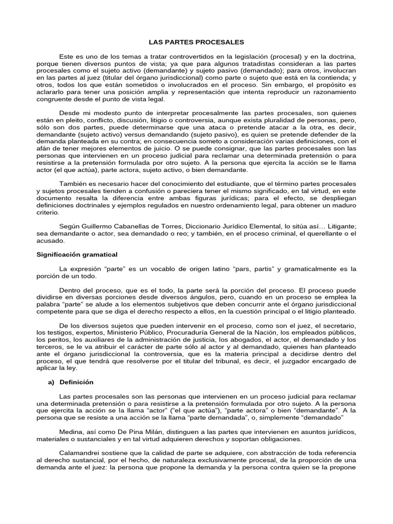 Las Partes Procesales 2025 | PDF | Ley procesal | Reunión