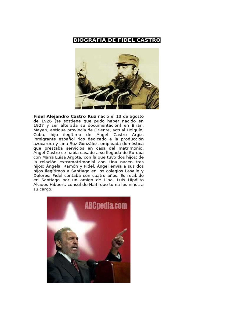 Biografía de Fidel Castro | PDF