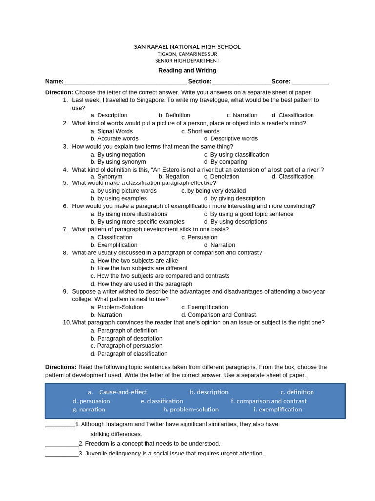 Reading and Writing Patterns Quiz | PDF | Email Spam