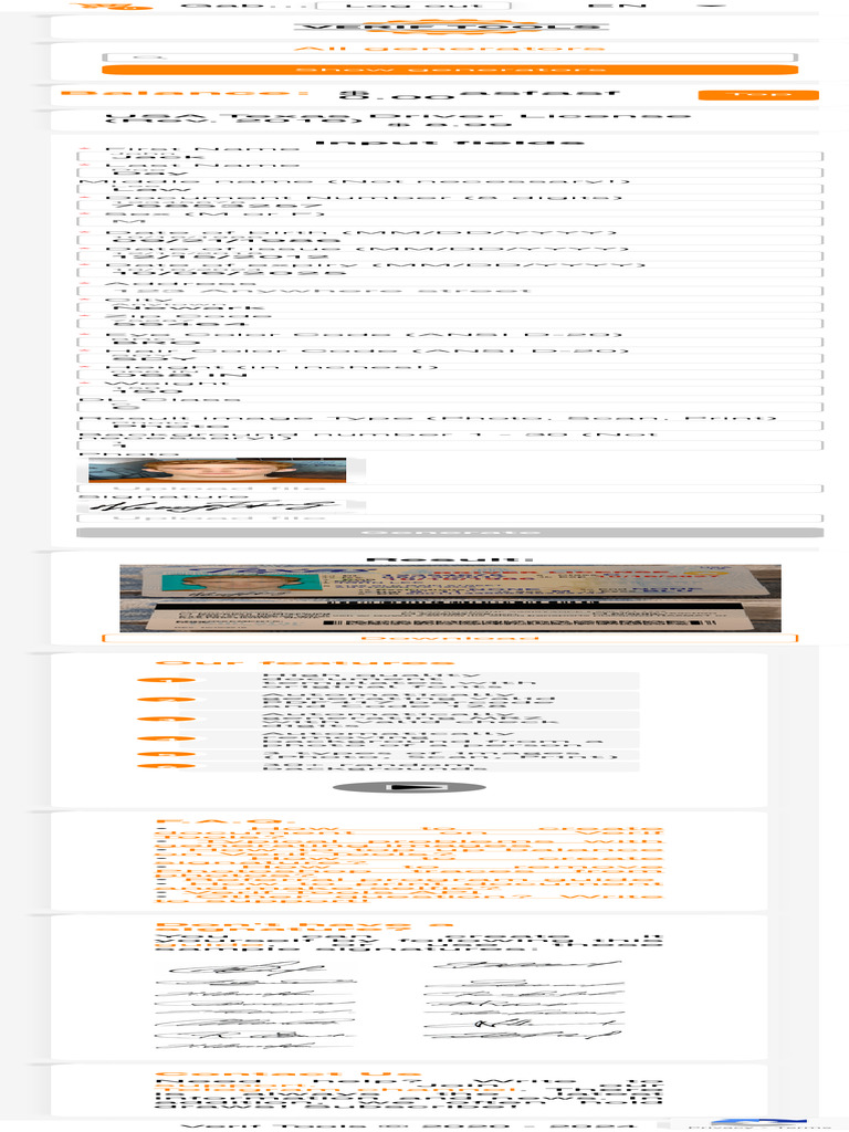 USA Texas Driver License (Rev. 2016) Online Generator - Verif Tools | PDF | Image Scanner | Software