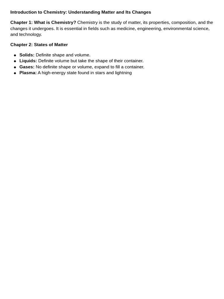 Introduction To Chemistry Understanding Matter and Its Changes | PDF