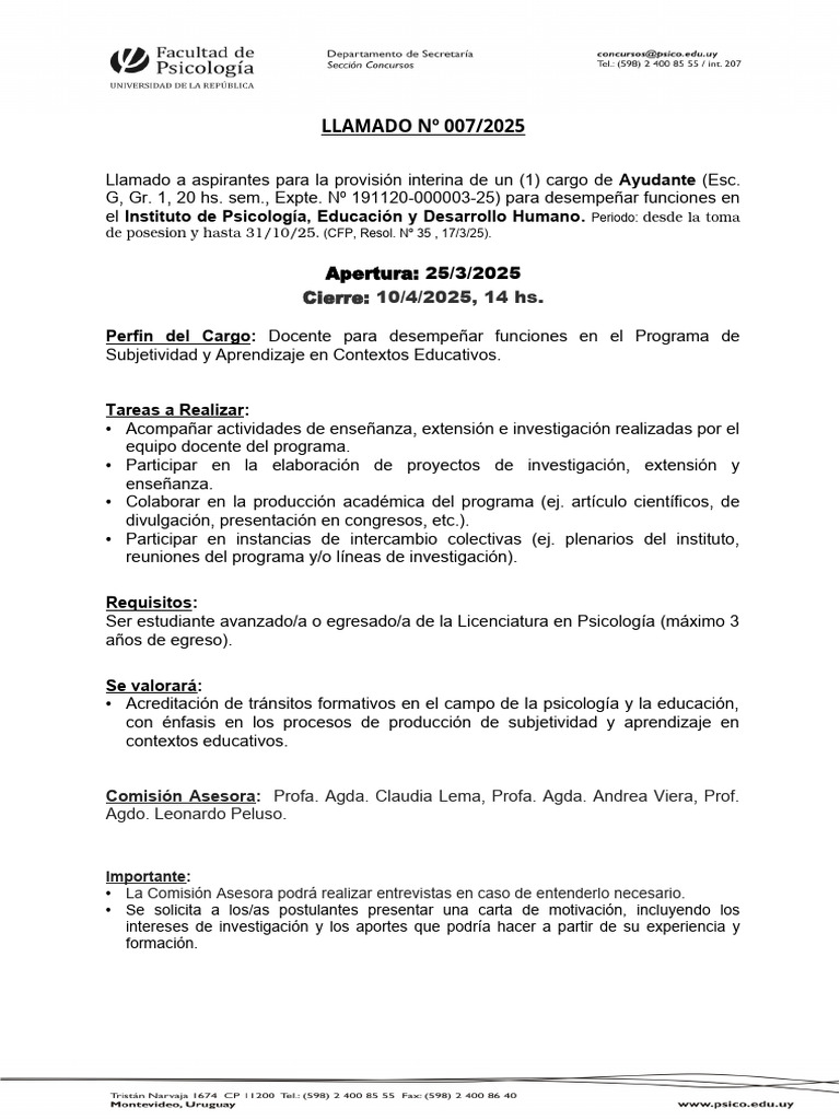 Bases 007 - 2025 | PDF | Maestros | Aprendizaje