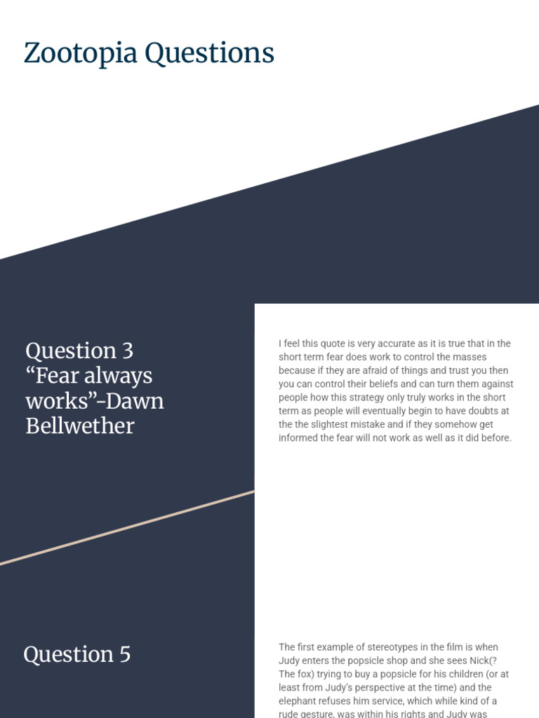 Zootopia: Analyzing Fear and Stereotypes | PDF