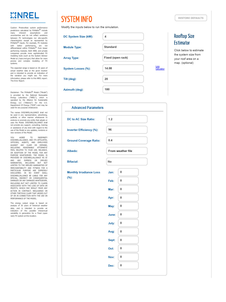PVWatts Calculator 1 | PDF | Photovoltaics | Photovoltaic System