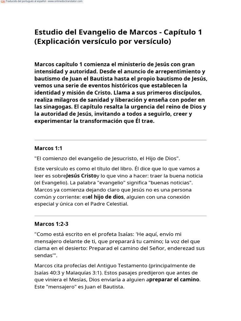 Marcos - Explicado Versículo por Versículo | PDF | Jesús | Juan el Bautista