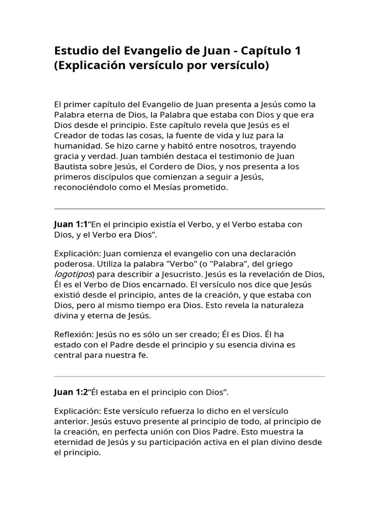Juan Explicado Versículo Por Versículo | PDF | Jesús | Juan el apóstol