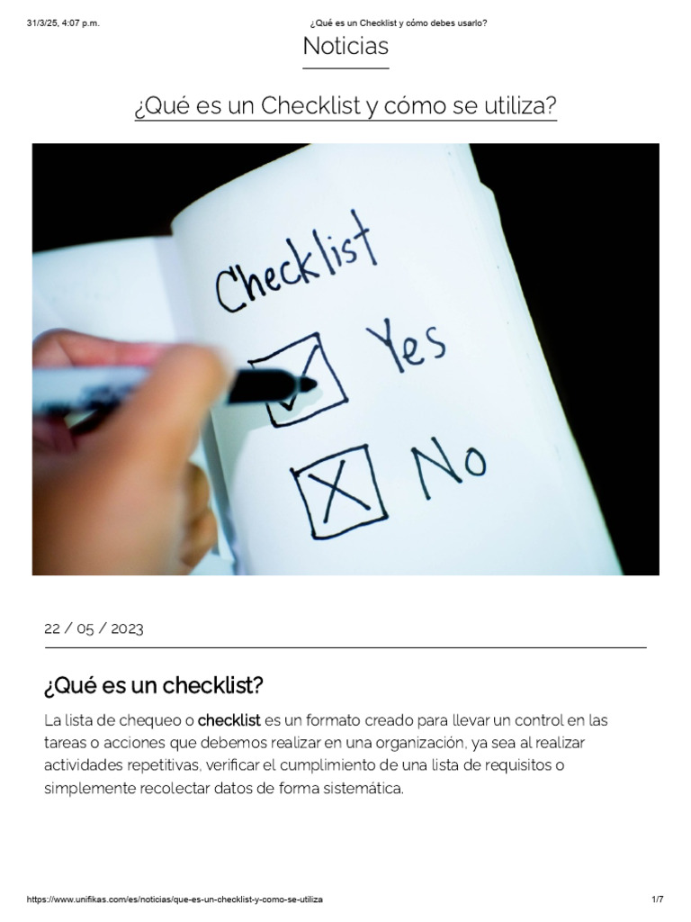 Qué es un Checklist y su uso | PDF