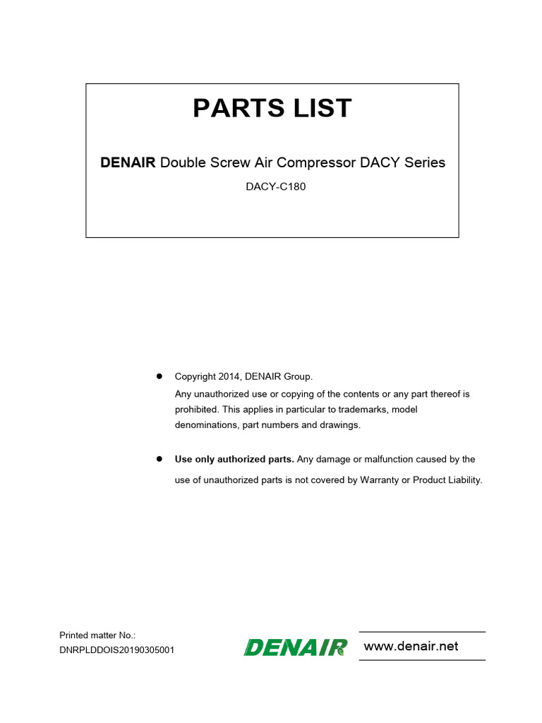 Denair DACY-14-12 Part List | PDF | Valve | Vehicles