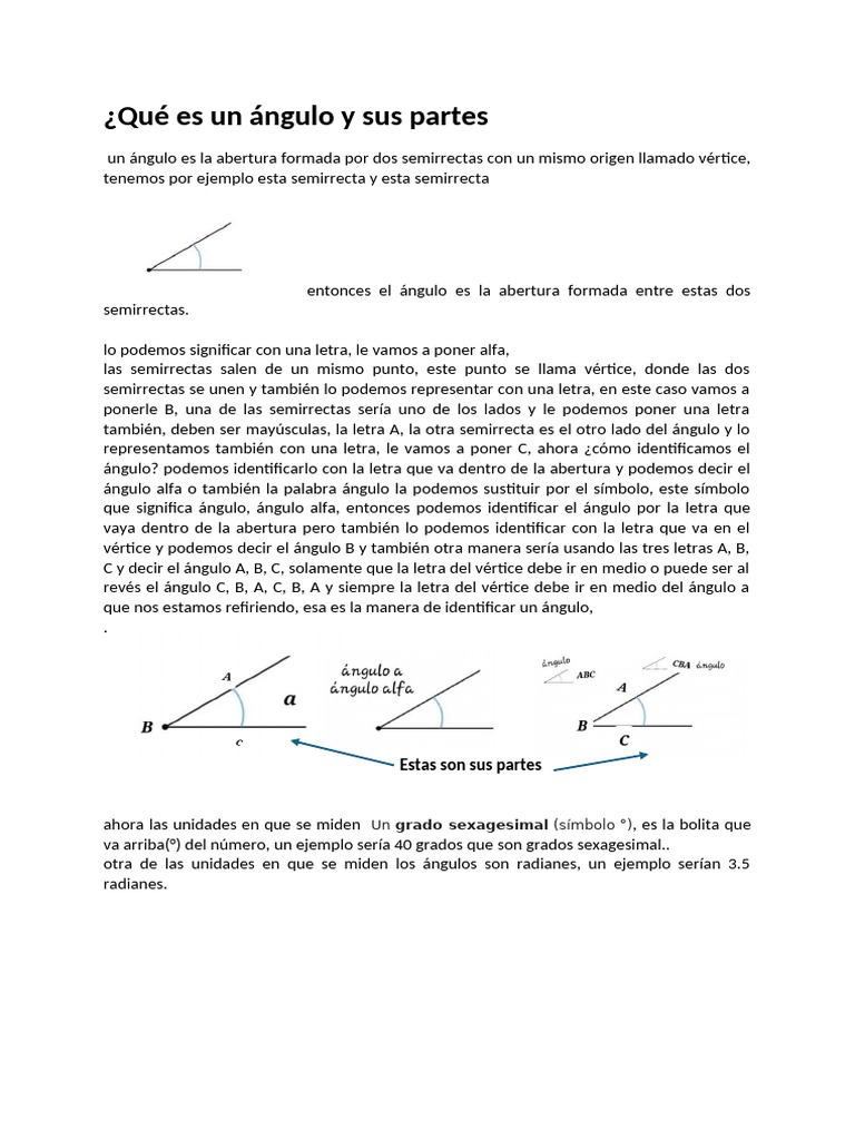 Definición y partes de un ángulo | PDF