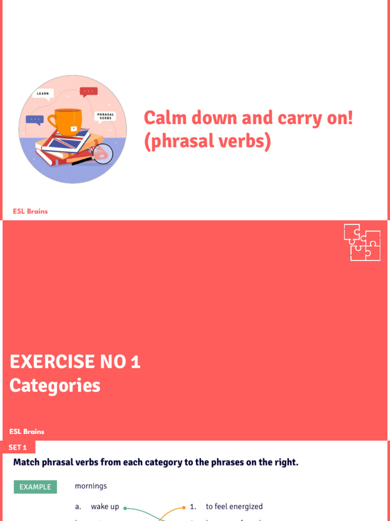 ESL Brains - Calm Down and Carry On! (Phrasal Verbs) | PDF | Phrase