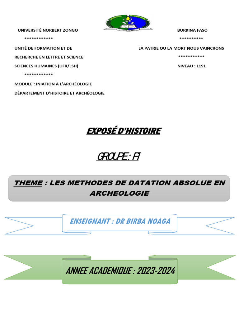 Méthodes de Datation Absolue en Archéologie | PDF | Archéologie | Atomes