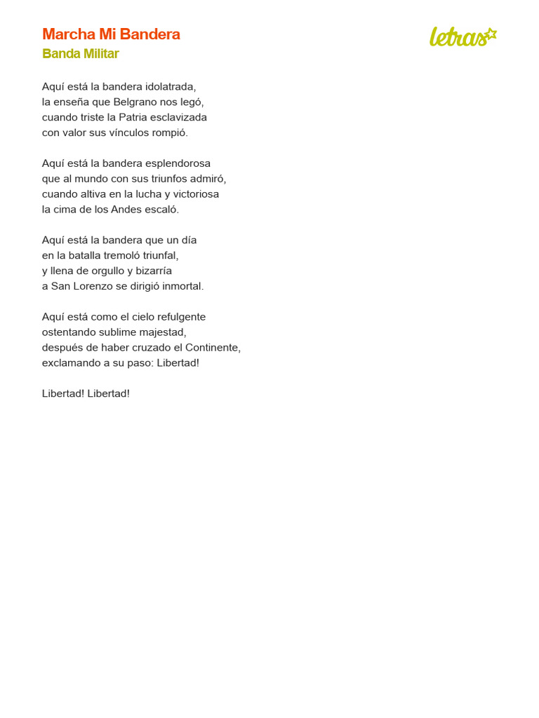 MARCHA MI BANDERA - Banda Militar | PDF