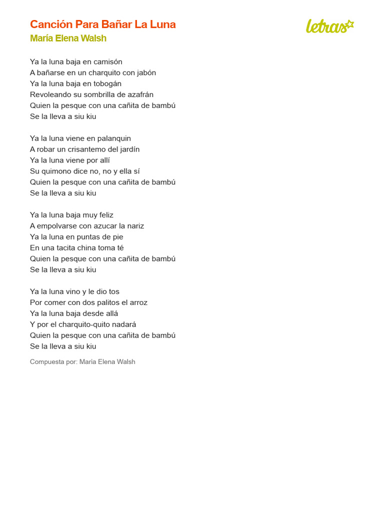 Canción para Bañar la Luna | PDF