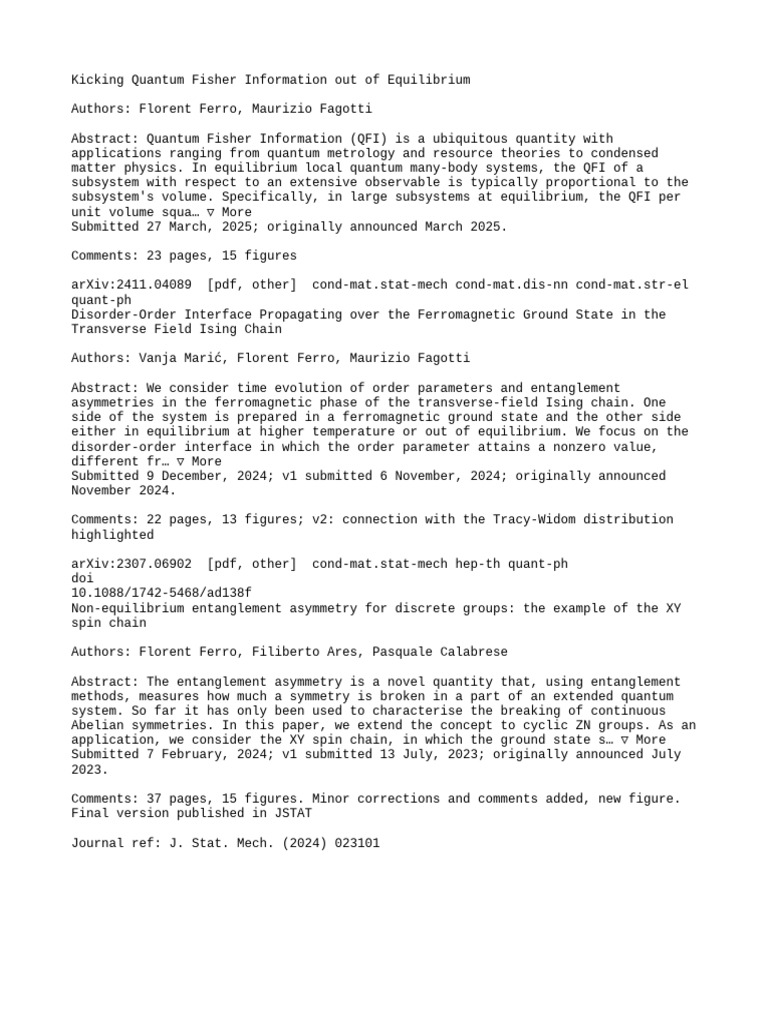 Quantum Fisher Information Dynamics | PDF