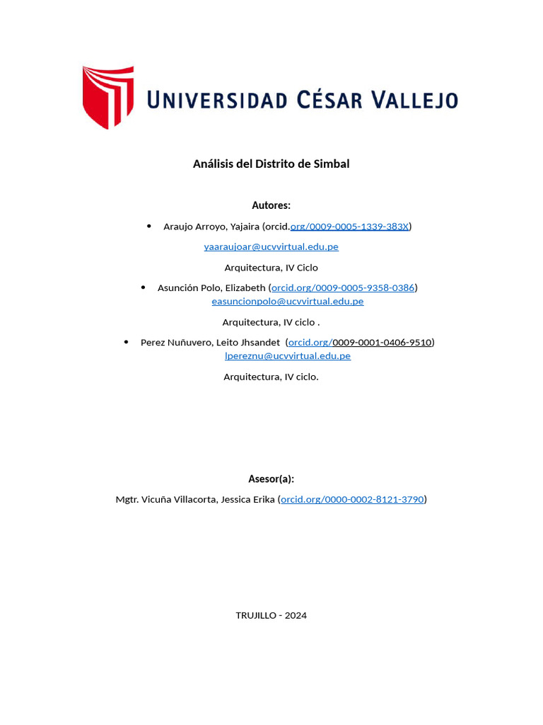 Análisis Del Distrito de Simbal | PDF