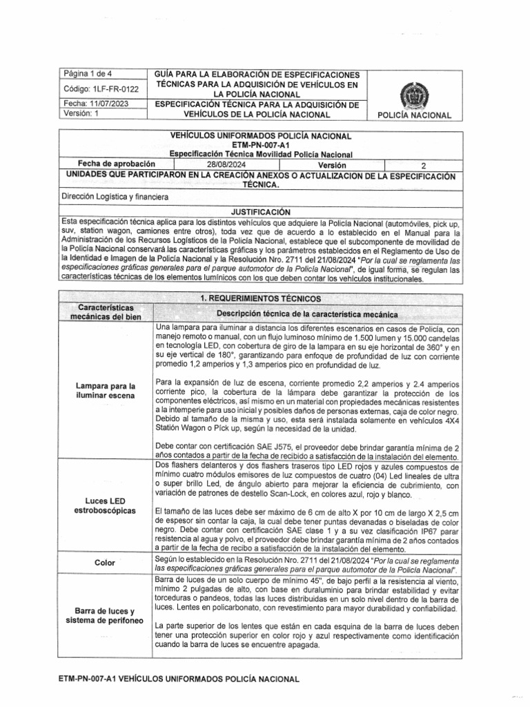 Etm-Pn-007-A1 Vehículos Uniformados | PDF