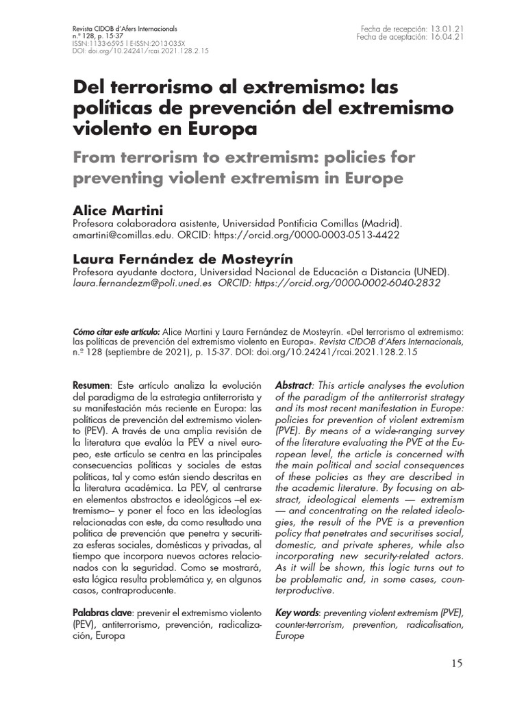 Del Terrorismo Al Extremismo | PDF | Resiliencia psicológica | Trabajo ...