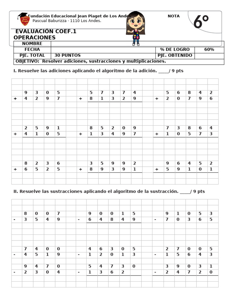 Sumas, Restas y Multiplicaciones | PDF