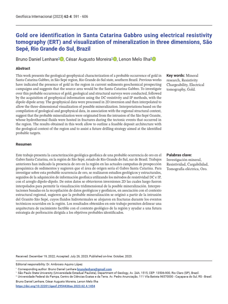 Gold Ore Identification in Santa Catarina Gabbro U | PDF | Prospecting ...