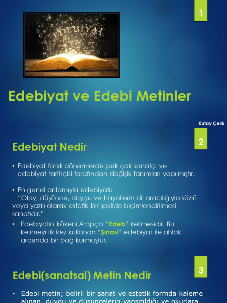 Edebiyat Ve Edebi Metinler 1 | PDF