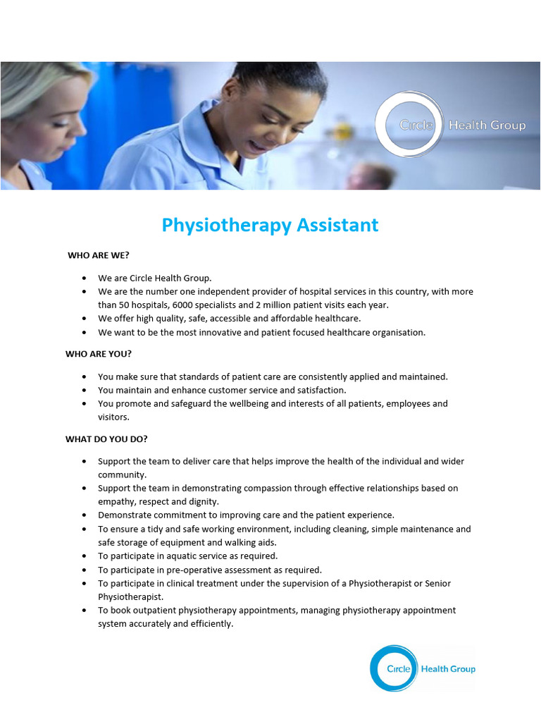 Physiotherapy Assistant Job Overview | PDF | Physical Therapy | Patient