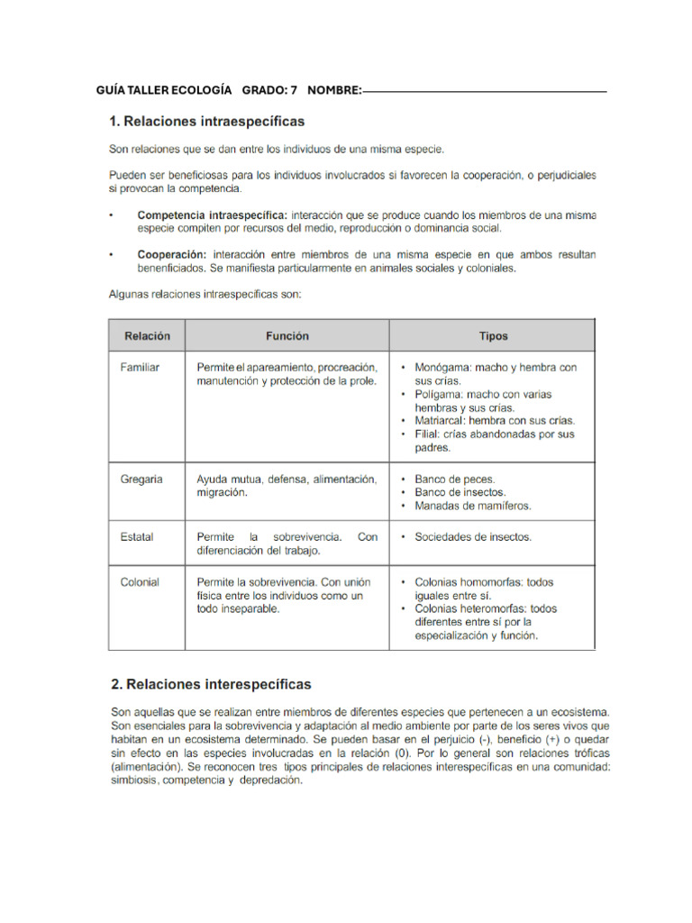 Guía de Ecología para Séptimo Grado | PDF | Biología | Zoología