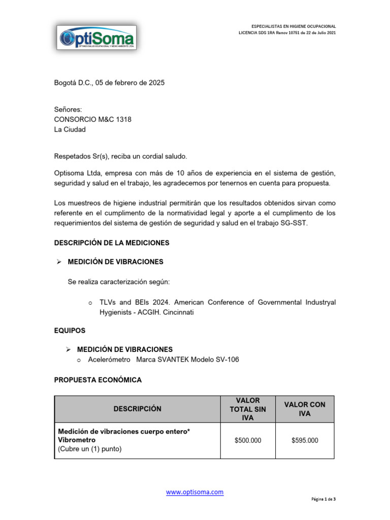 Cot. 021 Consorcio M&C - Vibra | PDF | Higiene Ocupacional