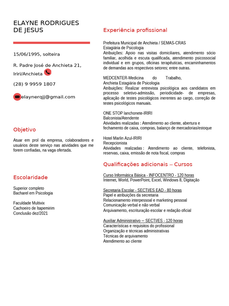De Elayne RJ - CV | PDF
