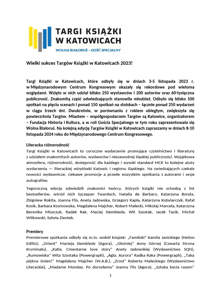 TKK 2023 Inf Pras Po Targach | PDF