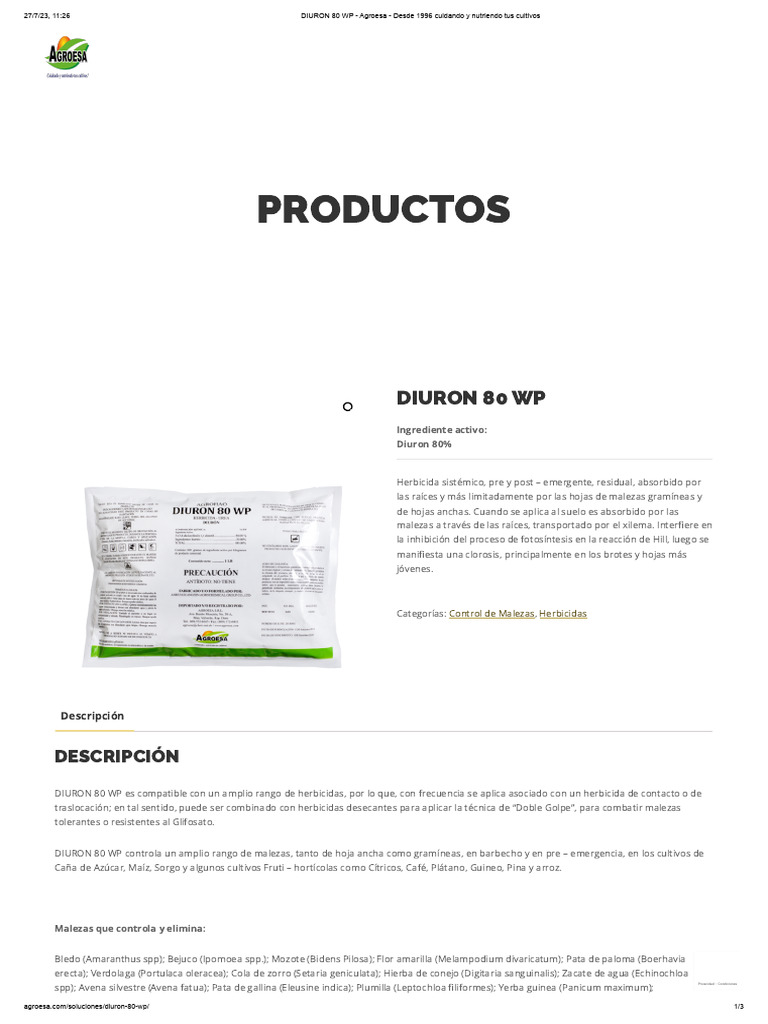 DIURON 80 WP - Agroesa - Desde 1996 Cuidando y Nutriendo Tus Cultivos ...